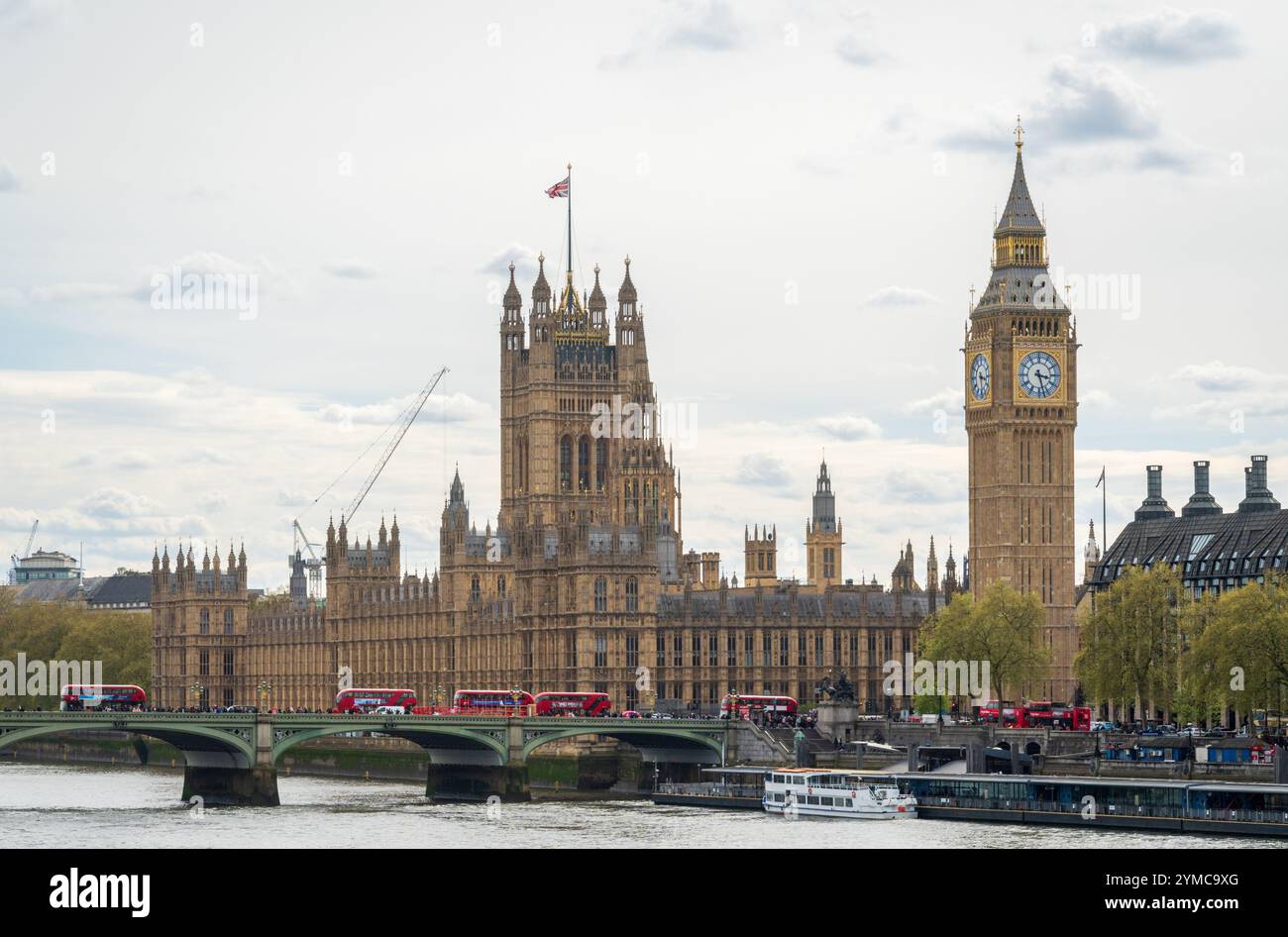 London, England, by the London River with Big Ben and other Historical ...