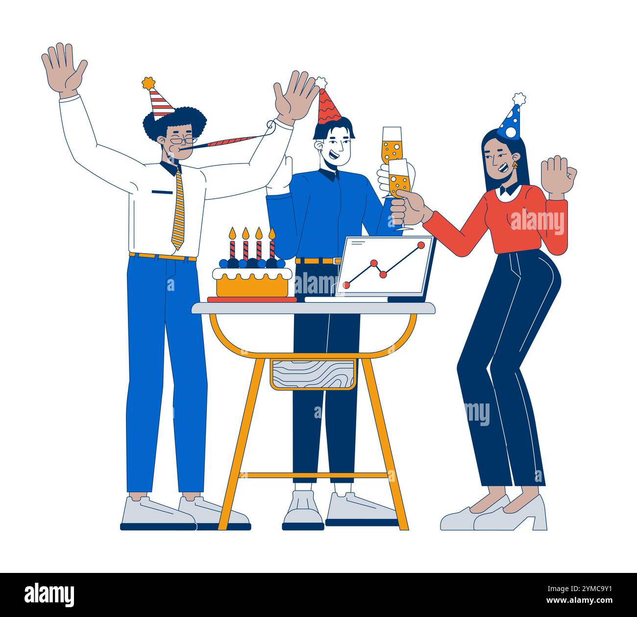 Celebrating company success cartoon flat illustration Stock Vector ...