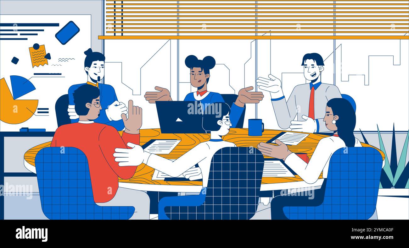 Successful roundtable discussion flat illustration Stock Vector Image ...