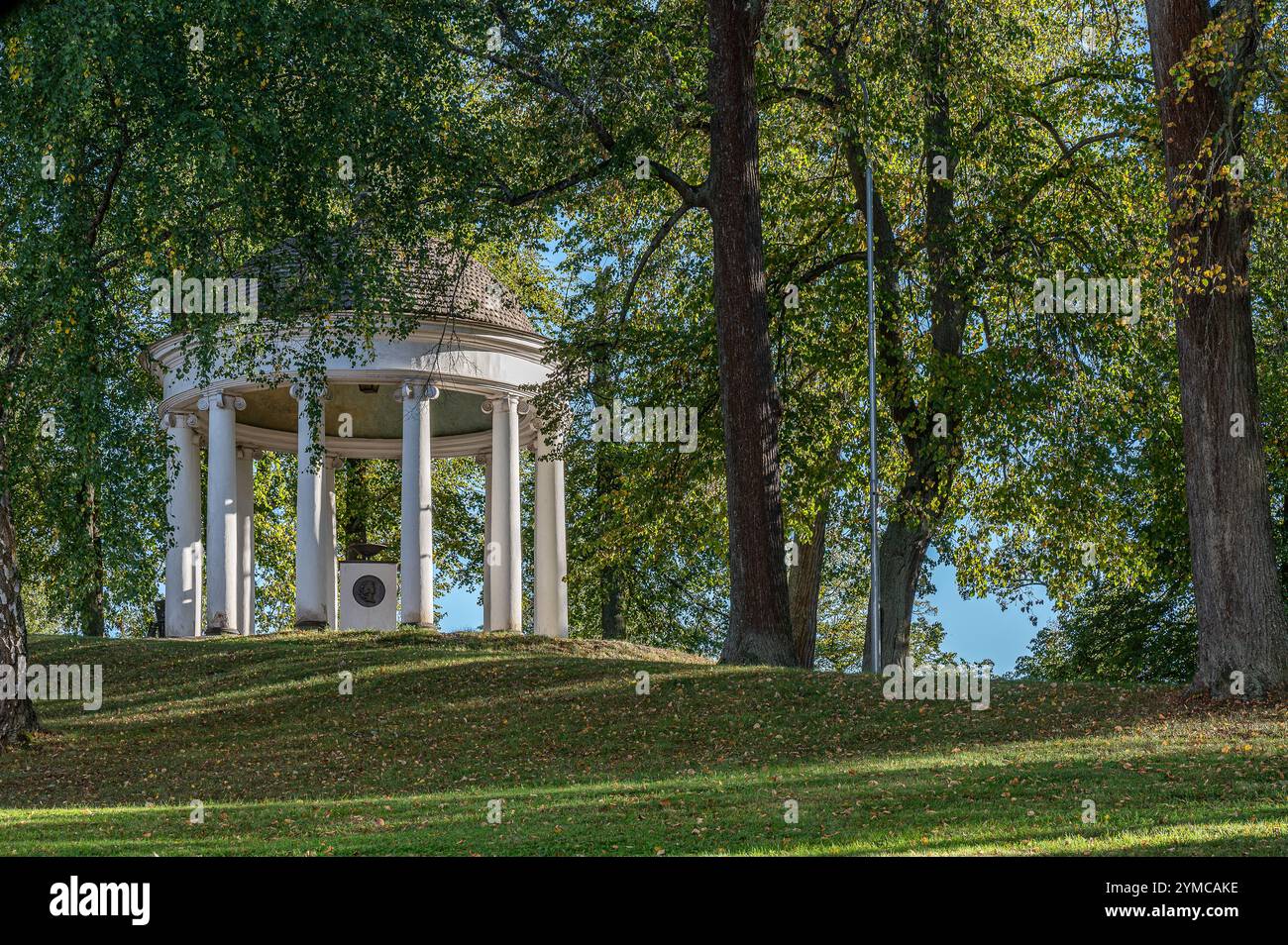 The Aurora temple at Finspång Castle Park during early autumn in ...