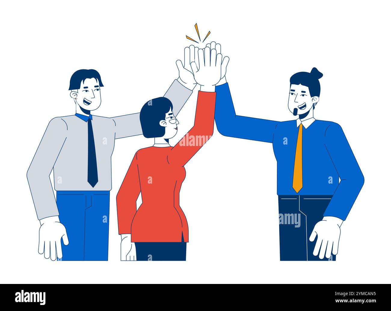High five office workers colleagues cartoon flat illustration Stock ...