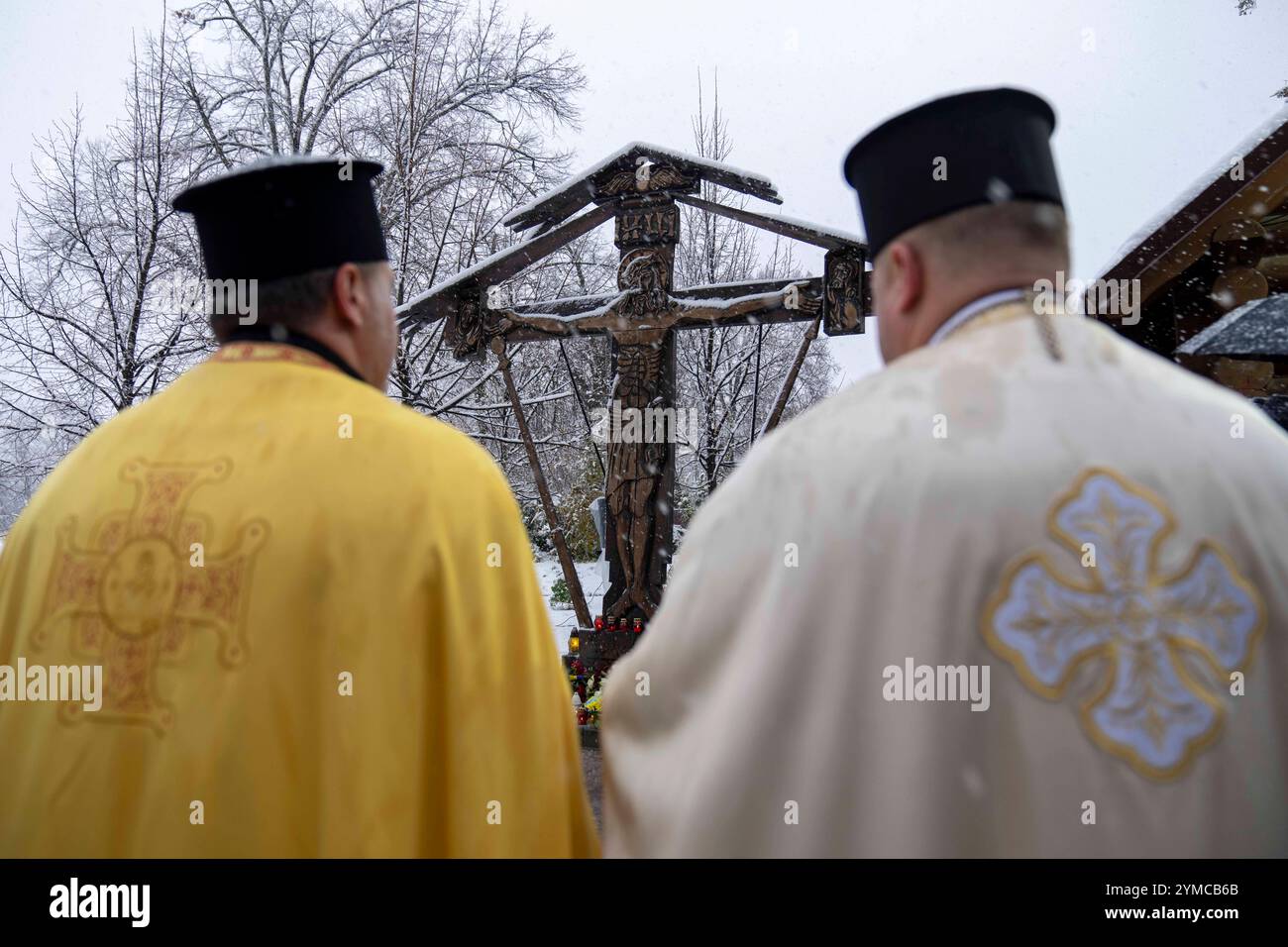Orthodox priests at commemoration of the Day of Dignity and Freedom. An ...