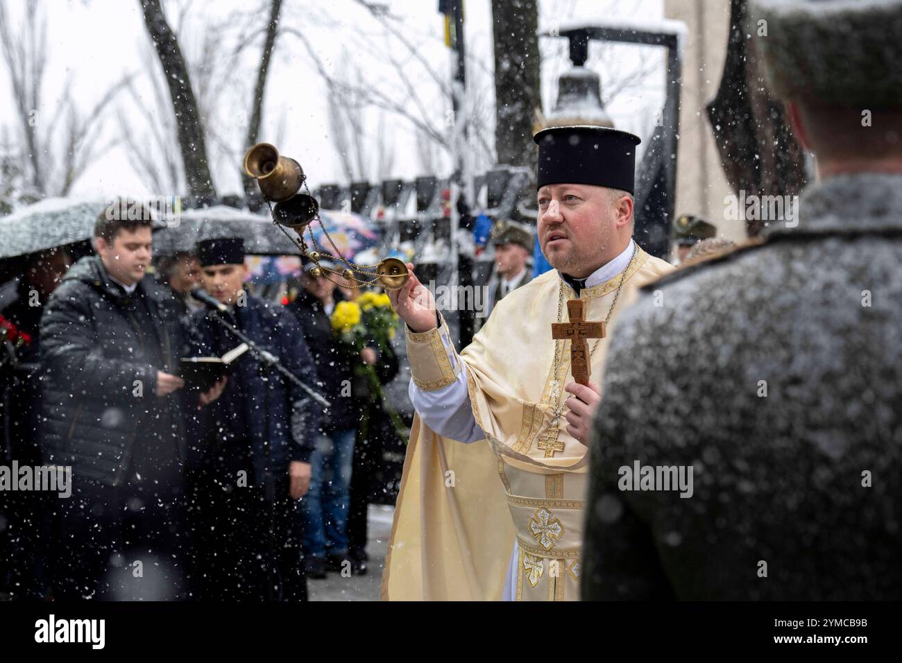 Orthodox priests at commemoration of the Day of Dignity and Freedom. An ...