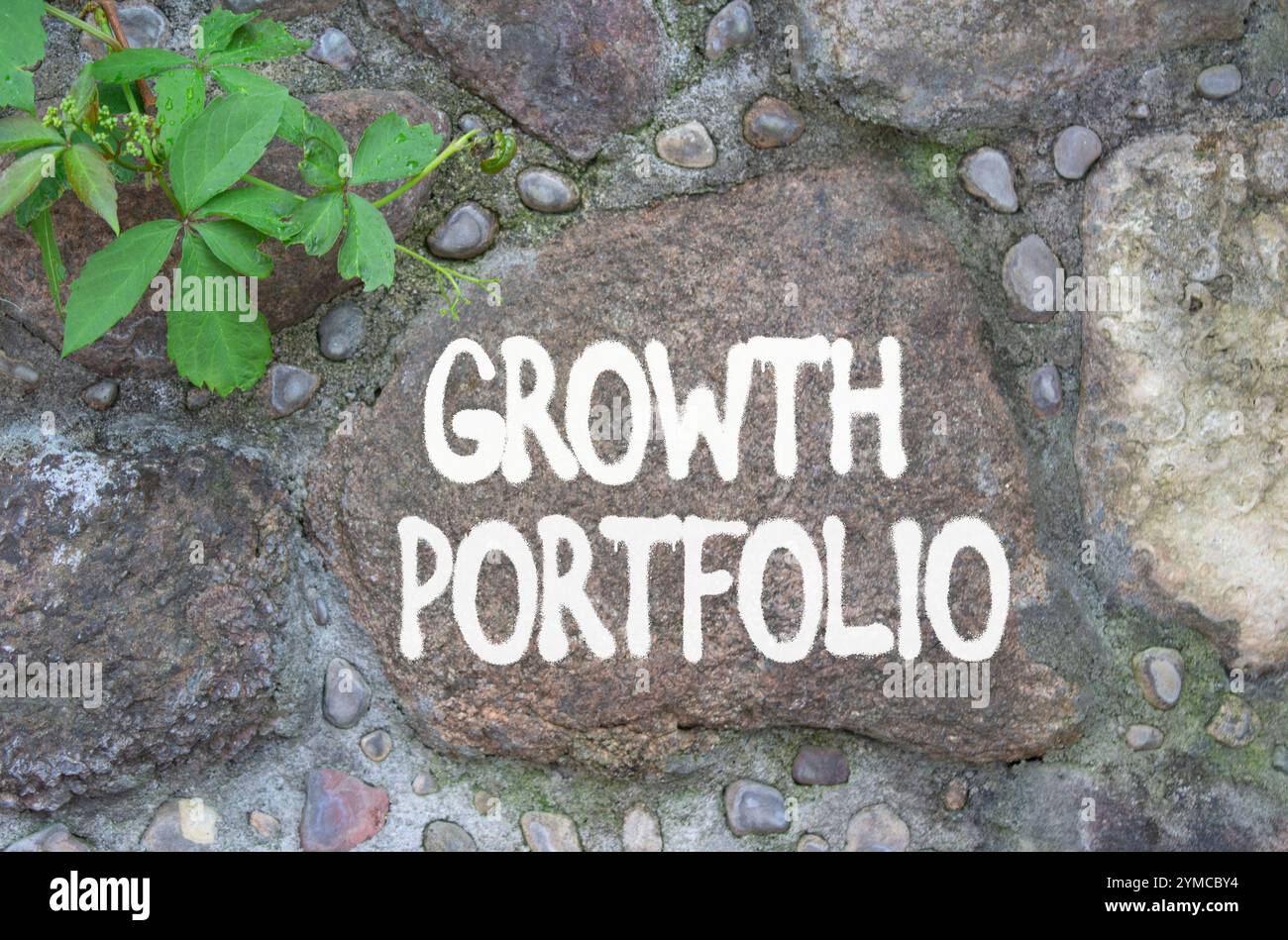 Growth Portfolio symbol. Stone wall with words Growth Portfolio ...
