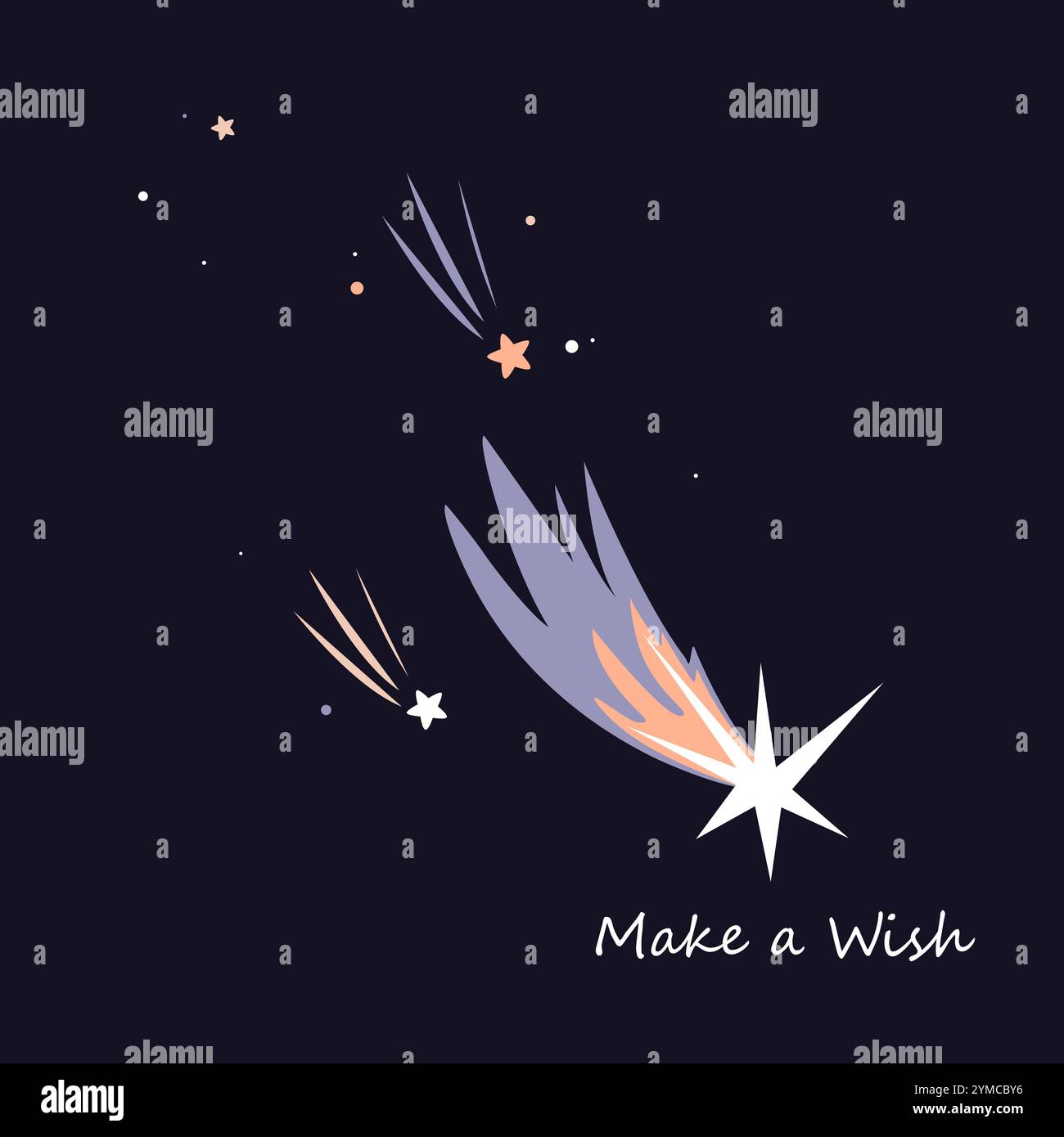 Three cartoon shooting stars in the sky isolated illustration. Make a ...