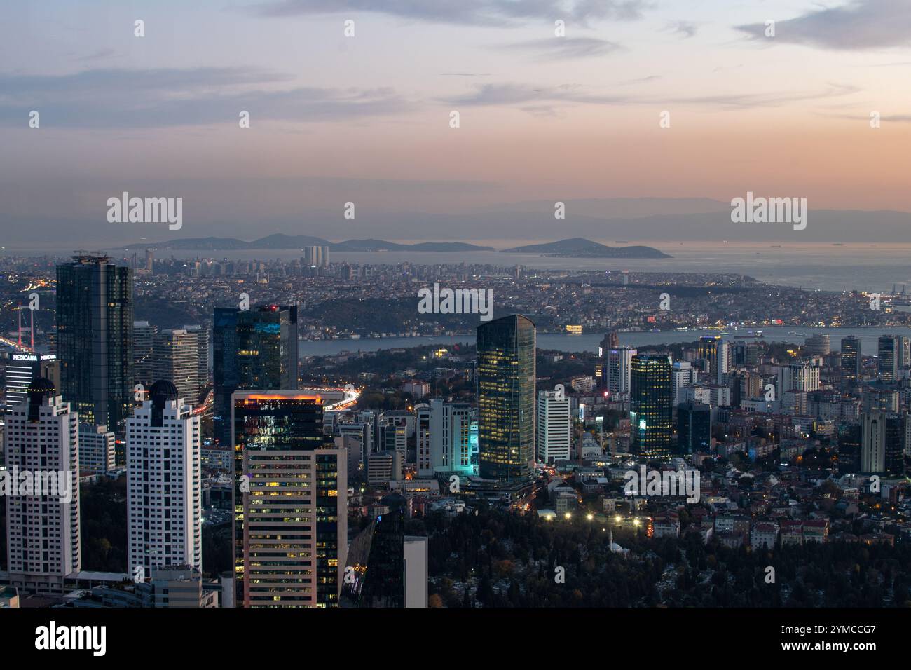 Istanbul panorama at sunset as seen from the Istanbul Sapphire in ...