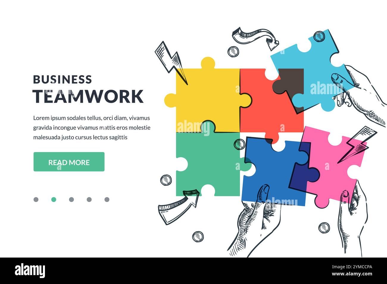 Hands joining puzzle pieces Stock Vector Images - Alamy