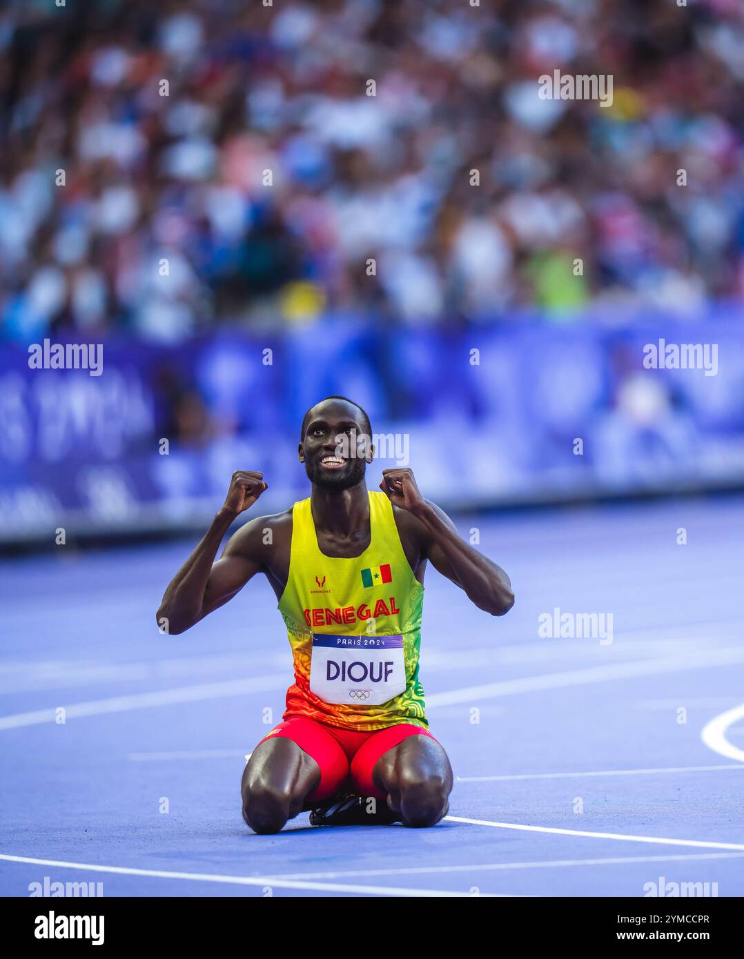 Cheikh Tidiane Diouf participating in the 400 meters relay at the Paris ...