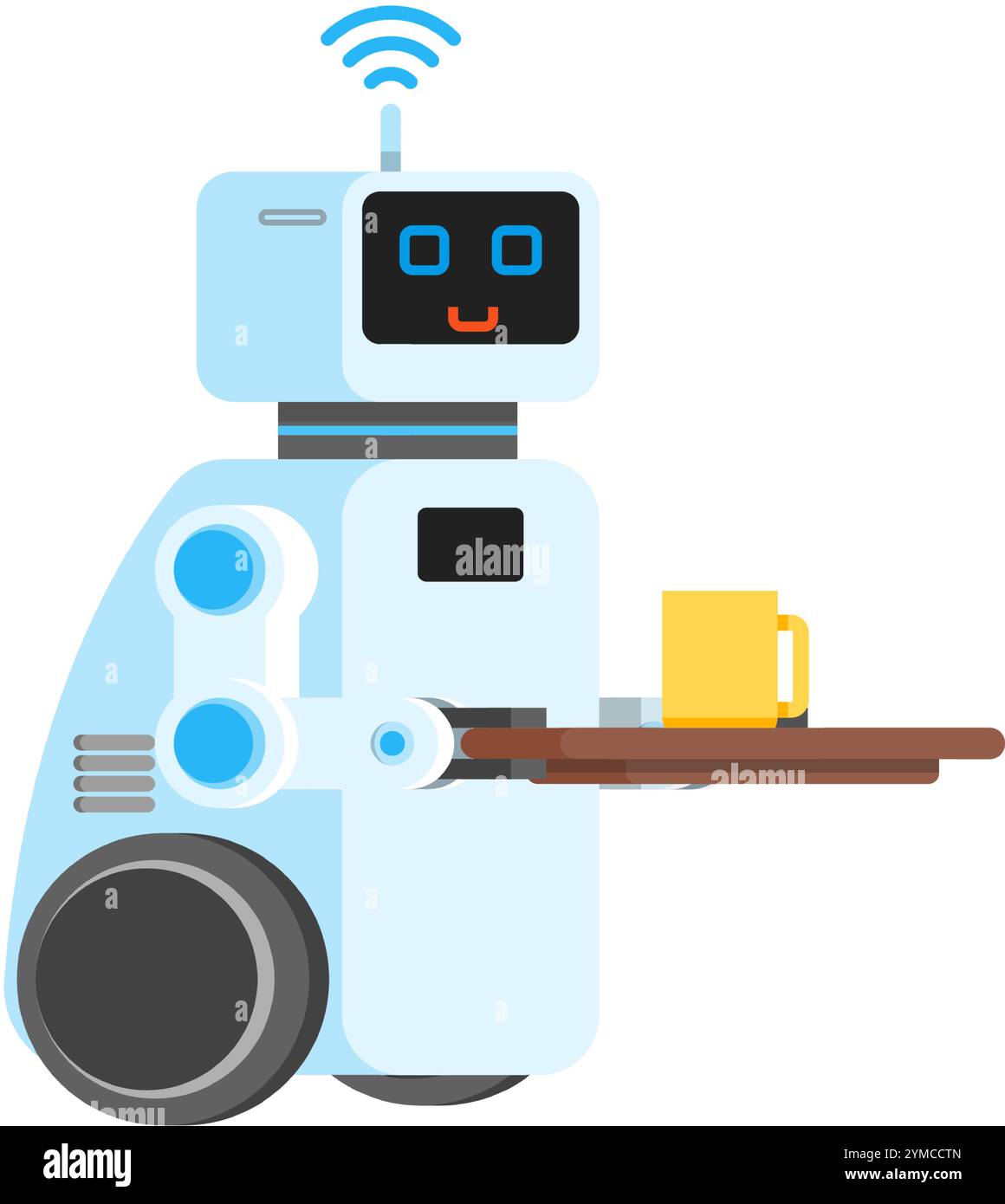 Vector robot waiter with restaurant food on tray Stock Vector Image ...