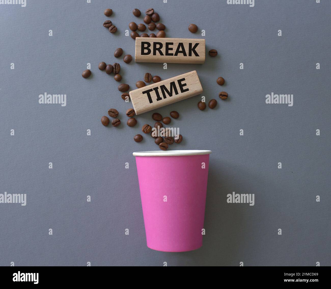 Break Time symbol. Concept word Break Time on wooden blocks. Beautiful ...