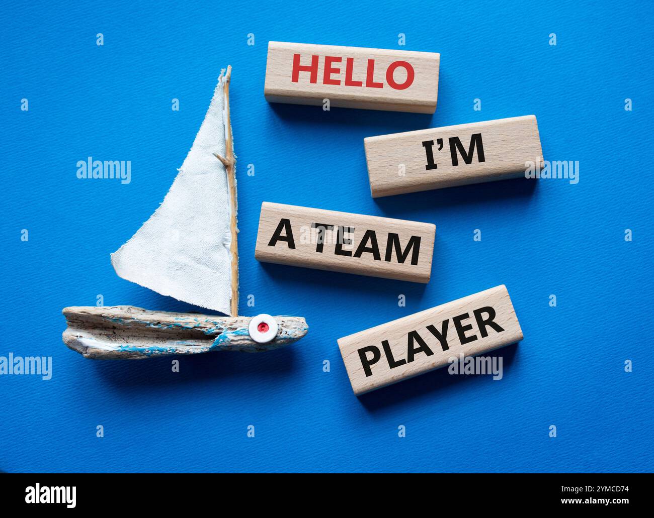 Hello I am a team player symbol. Concept words Hello I am a team player ...
