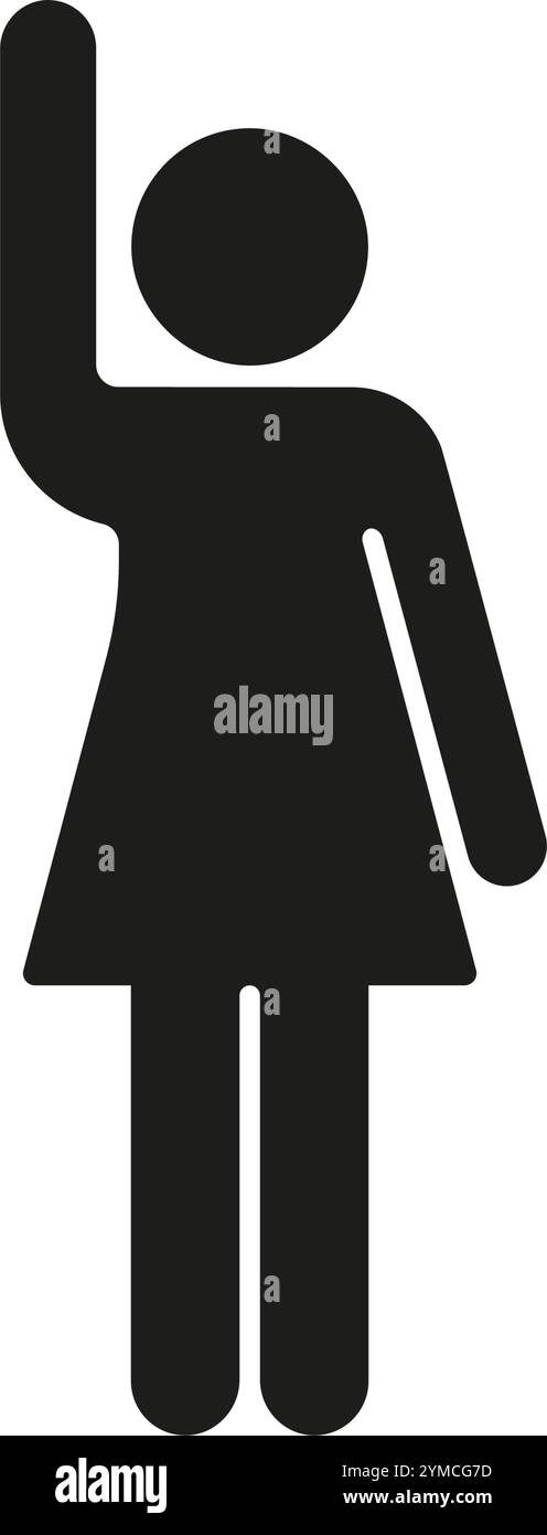 Human Figure with Raised Arm in Greeting Gesture. Person Icon Waving ...