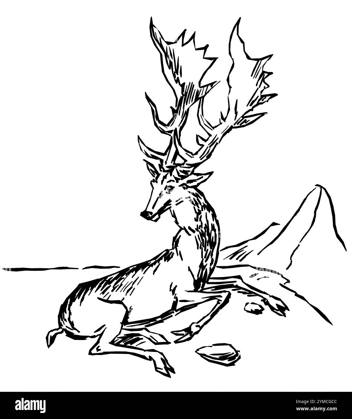 Stag resting medieval illustration Stock Photo - Alamy