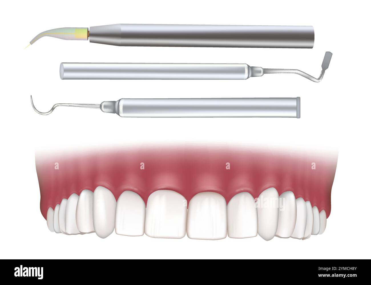 Dental instruments and Laser dentistry . Realistic illustration Render ...