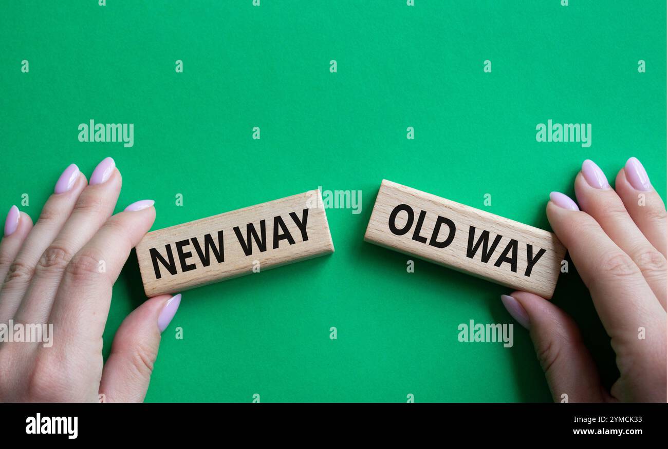 New Way or Old Way symbol. Concept word New Way or Old Way on wooden ...