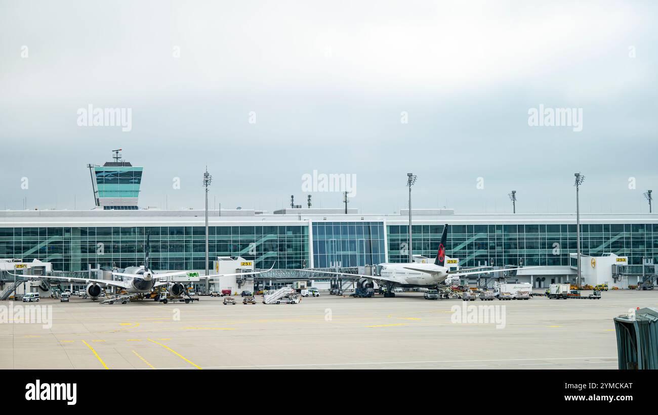 Munich, Germany - November 01, 2024: Preparing the aircraft for flight ...