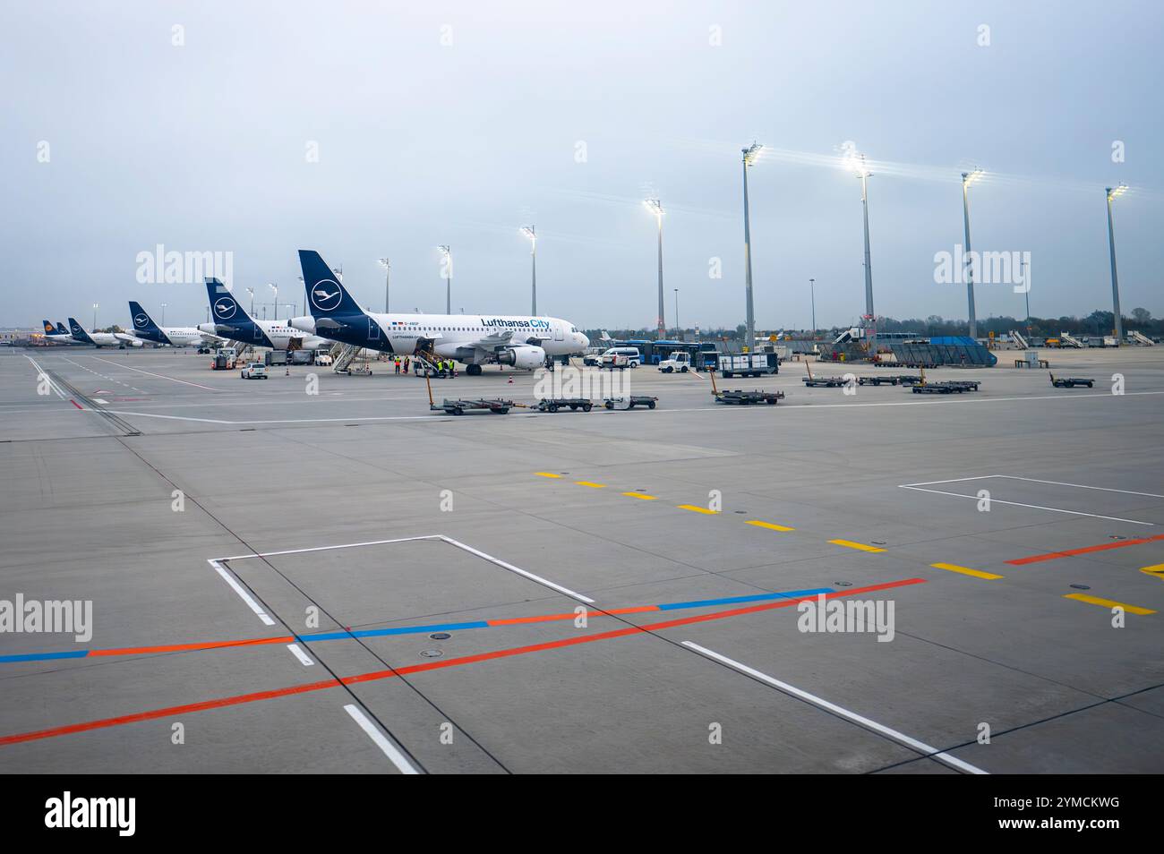 Munich, Germany - November 01, 2024: Preparing the aircraft for flight ...