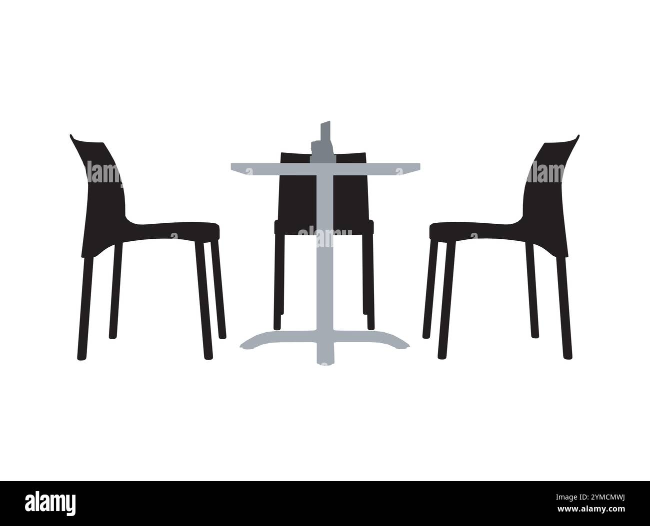 Set of chairs and table silhouette for restaurants and cafes. Simple ...