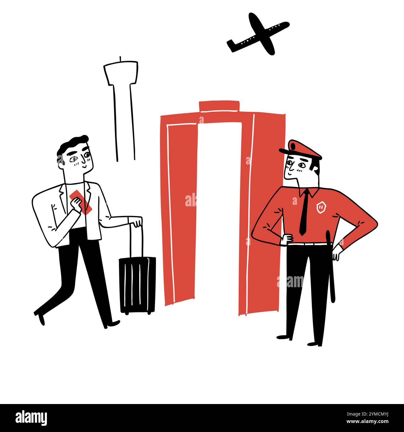 Check before boarding plane. Security border control. Airport staff ...