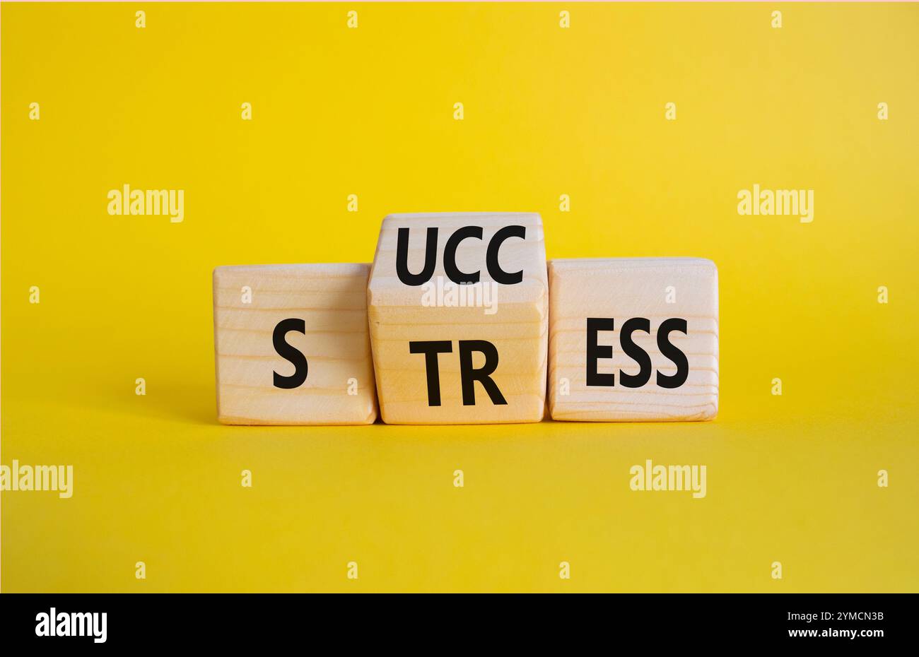 Success vs Stress symbol. Wooden cubes with words Stress and Success ...