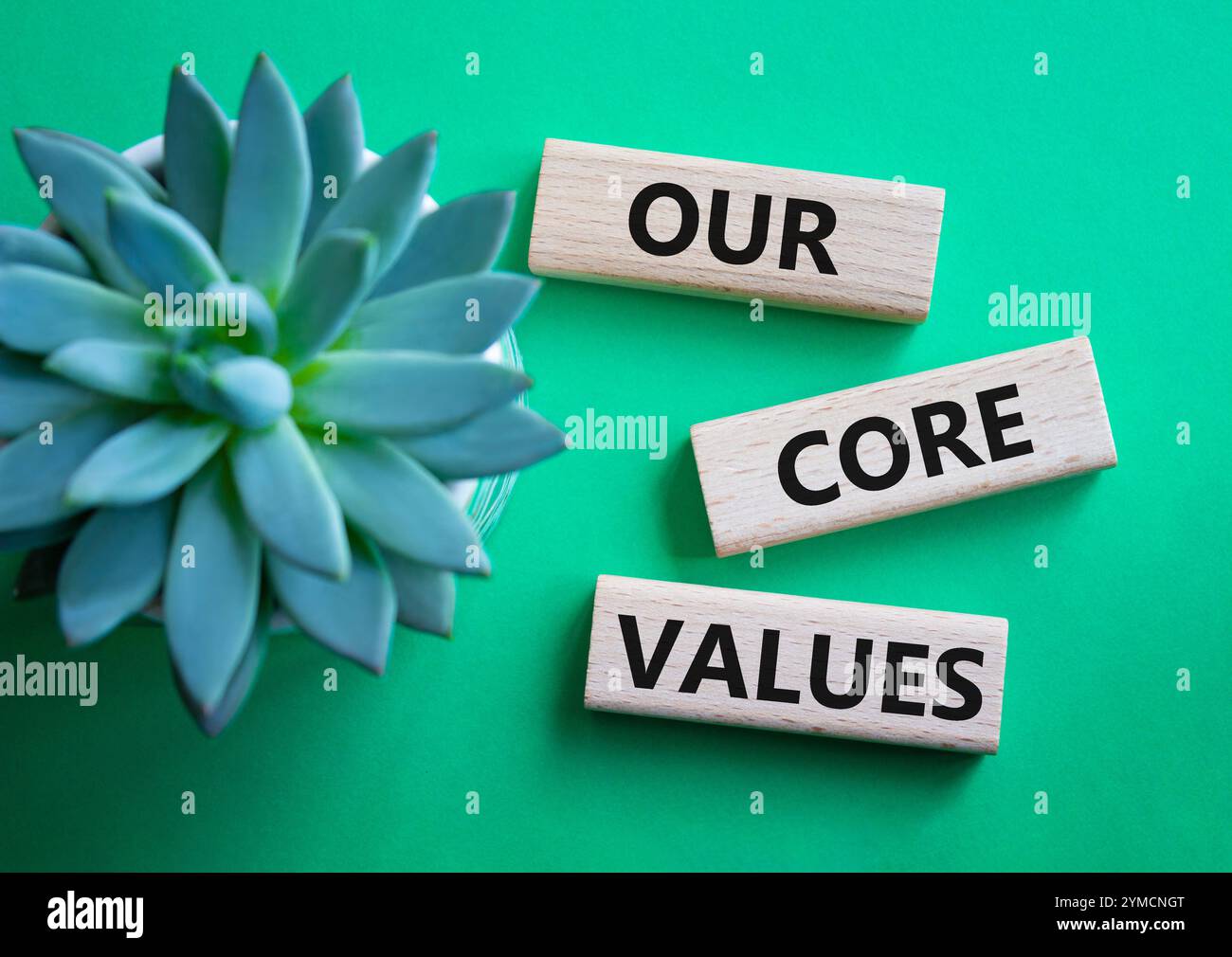 Our Core Values Symbol Concept Words Our Core Values On Wooden Blocks Beautiful Green