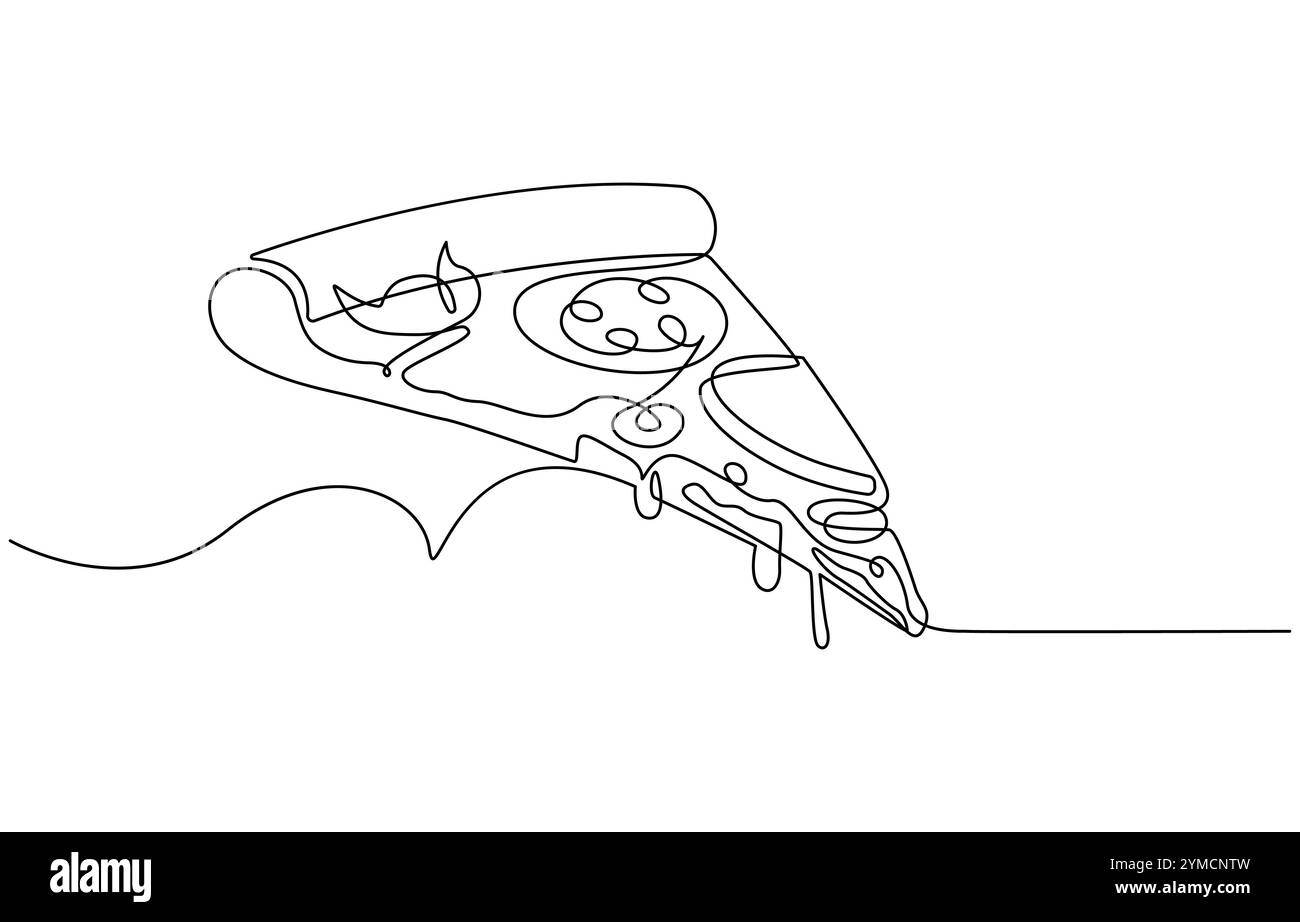 One line Drawing or illustration of slice of pizza Stock Vector Image ...