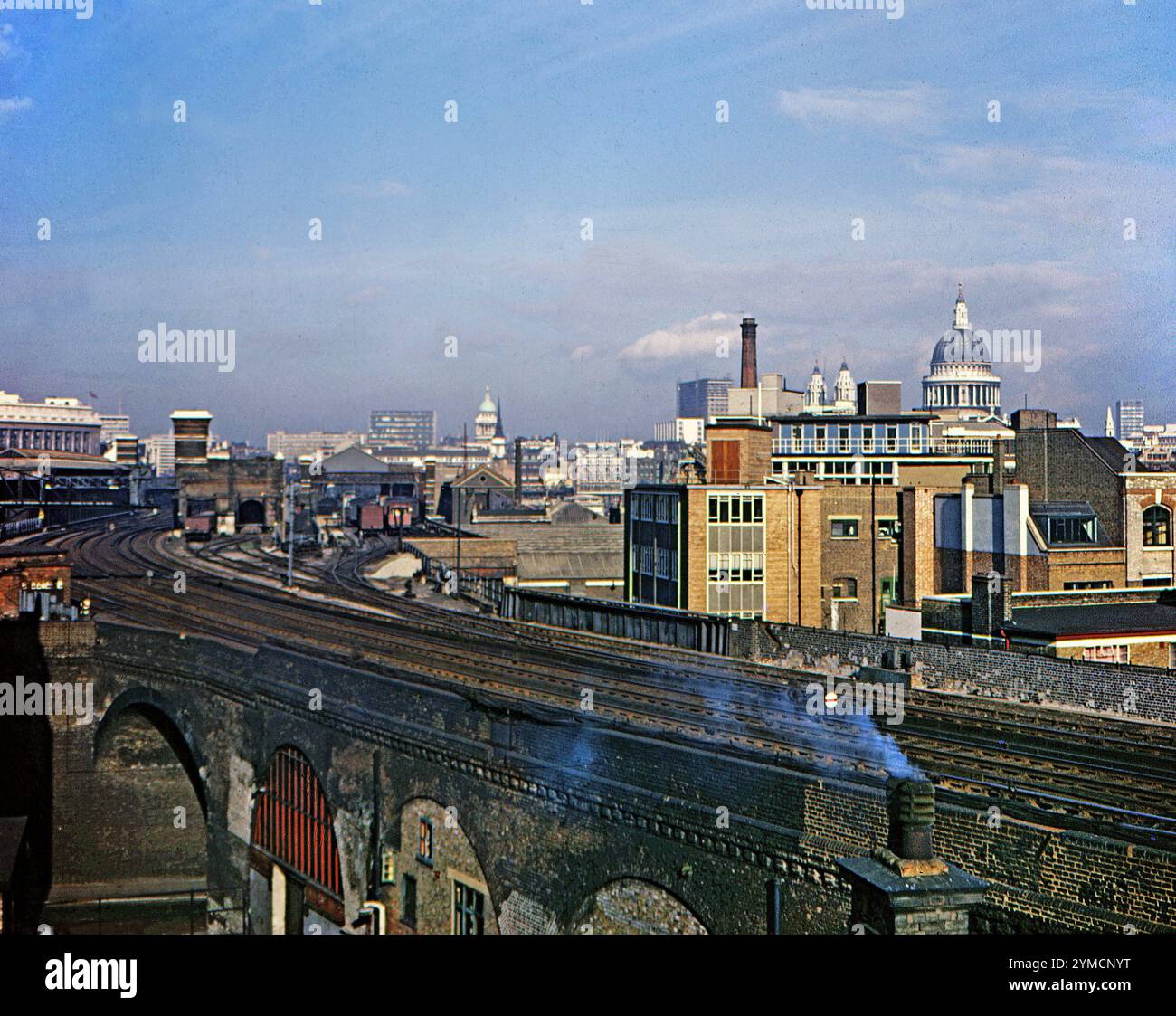 Approach to Waterloo Station,London, with St Paul's Cathedral in ...