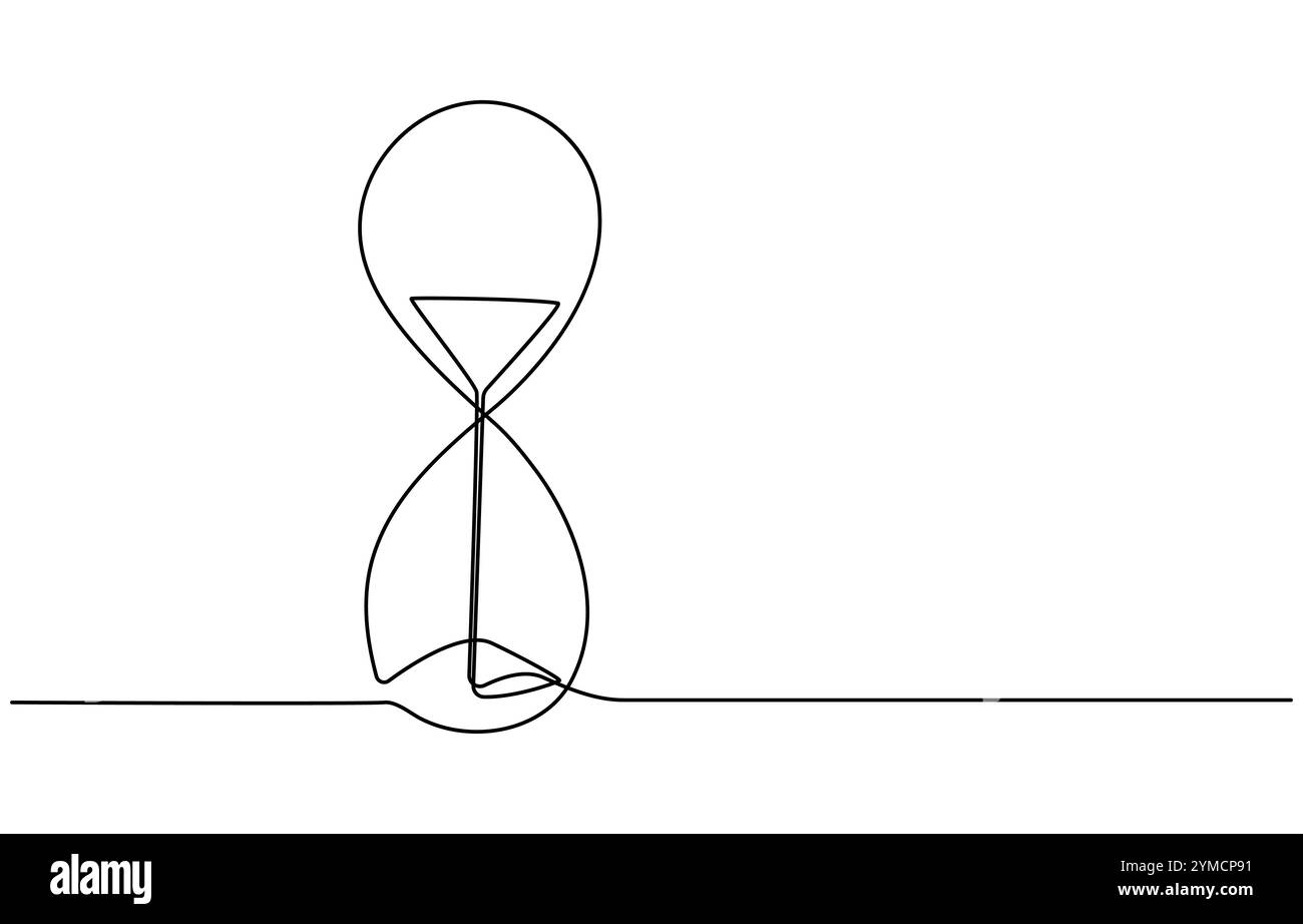 Hourglass in one line continuous. Line art hourglass outline Stock ...