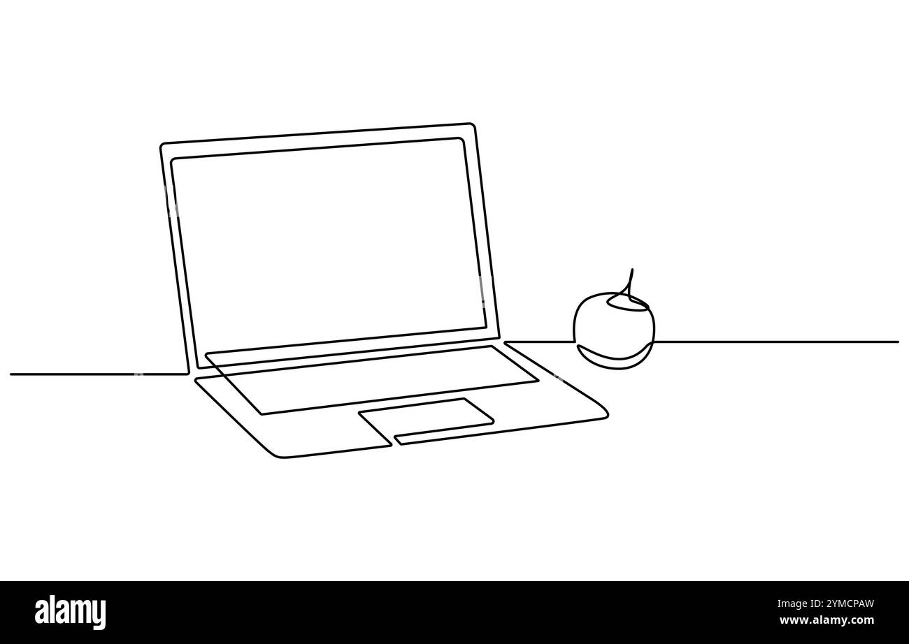 One line drawing of laptop gadget Stock Vector Image & Art - Alamy