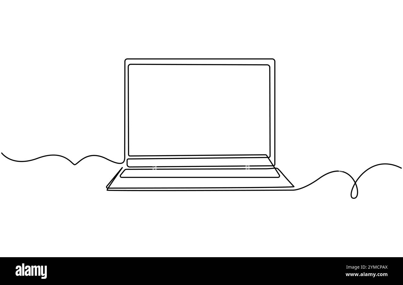 Laptop one line art hi-res stock photography and images - Alamy