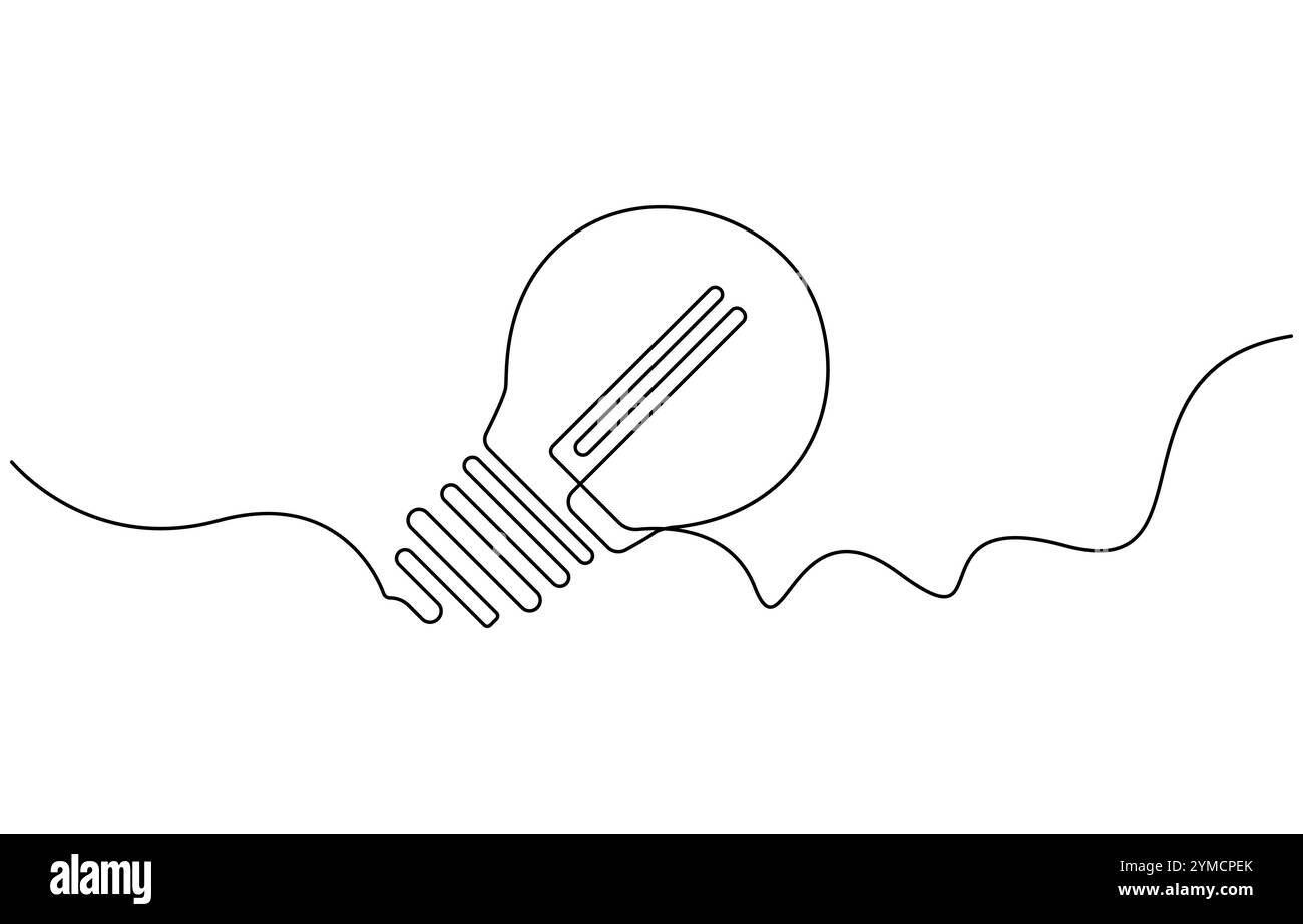 Light Bulb Continuous Line Icon for Creativity, Light bulb continuous ...