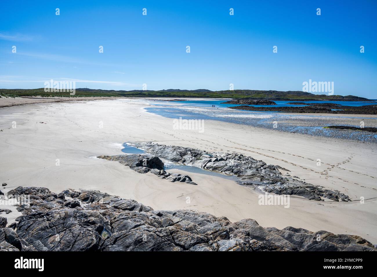 Golden sands of Cliad beach on west coast of Isle of Coll, Inner ...