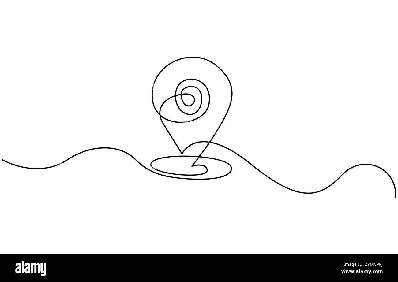 continuous one line google map point route directions and location outline vector art ...