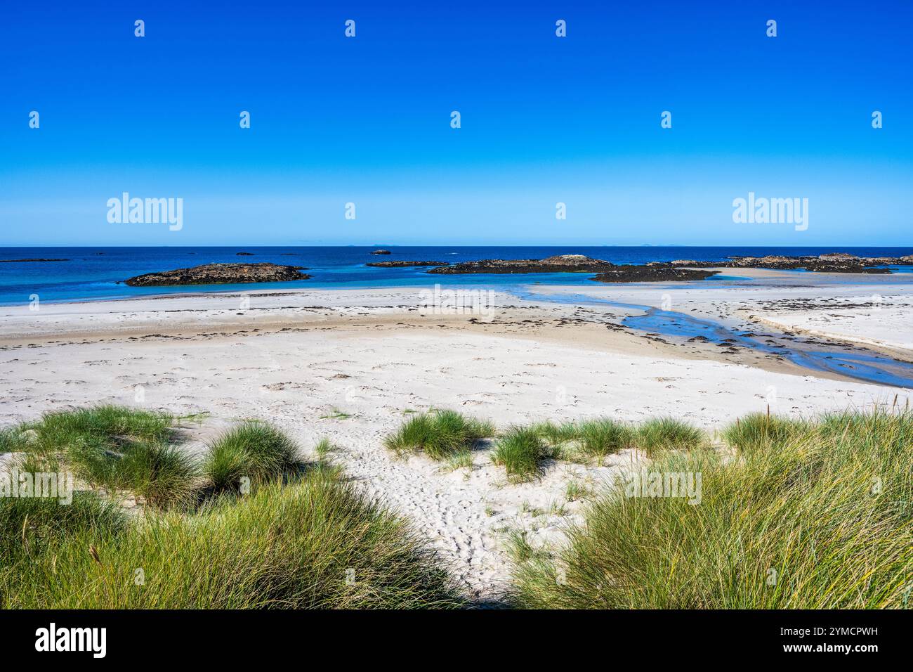 Golden sands of Cliad beach on west coast of Isle of Coll, Inner ...