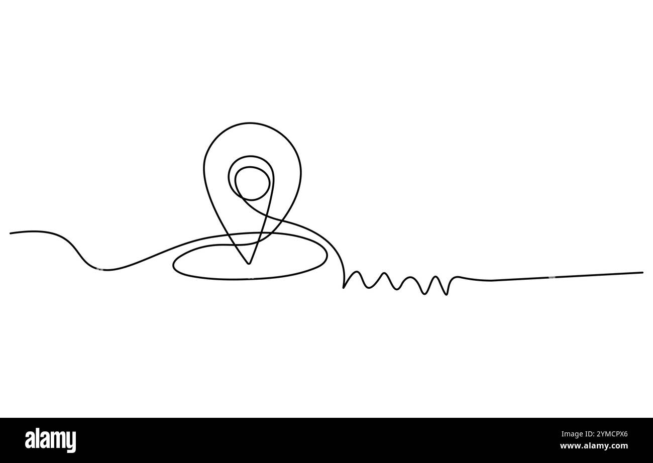 continuous one line google map point route directions and location outline vector art ...