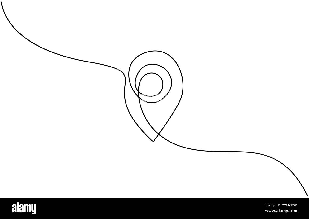 continuous one line google map point route directions and location outline vector art ...
