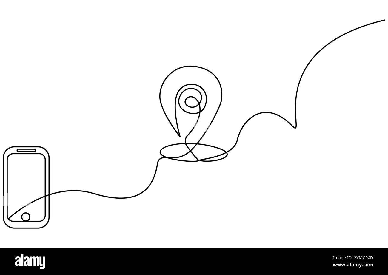 continuous one line google map point route directions and location ...