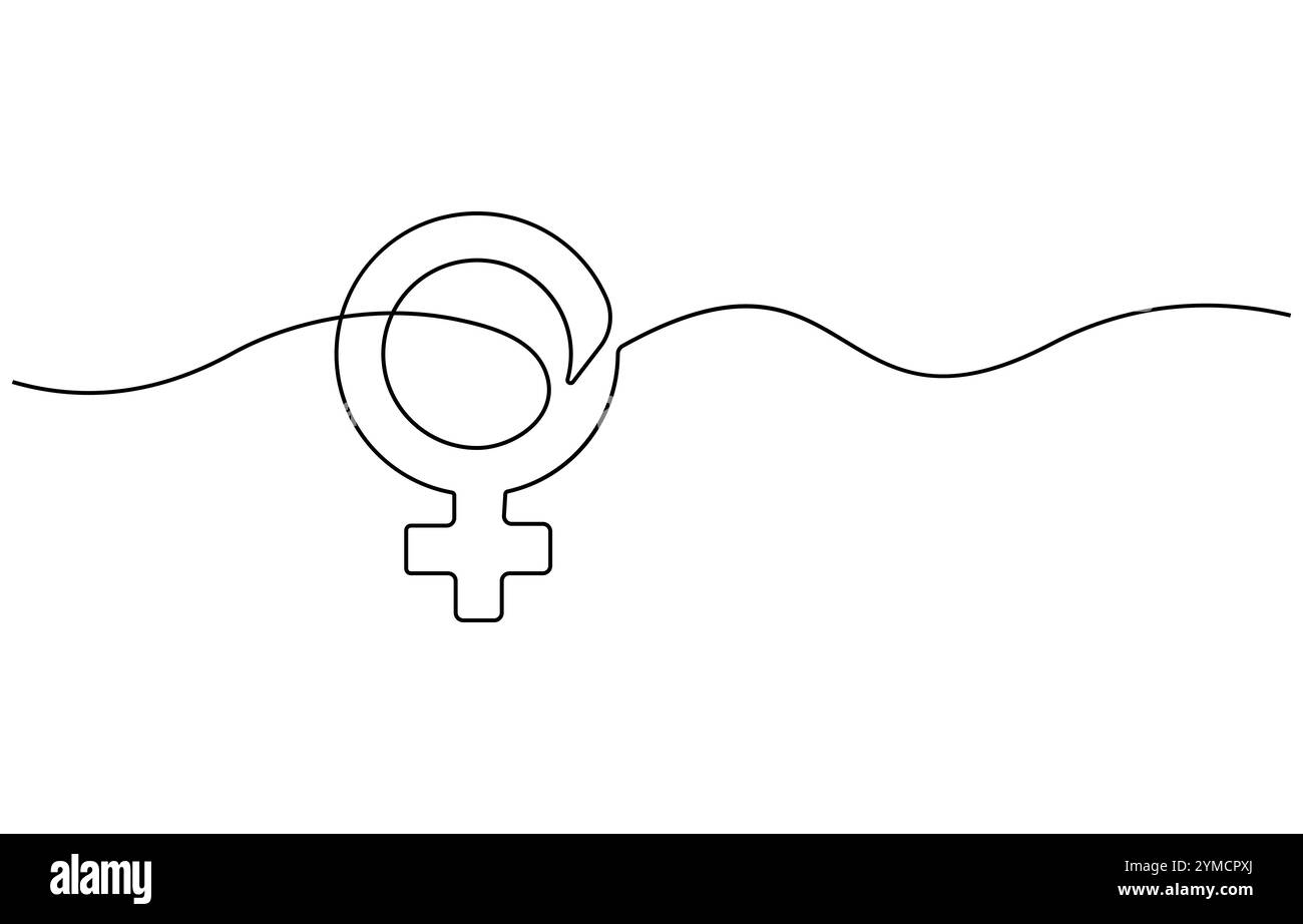 Female gender icon line continuous drawing vector. One line Female ...