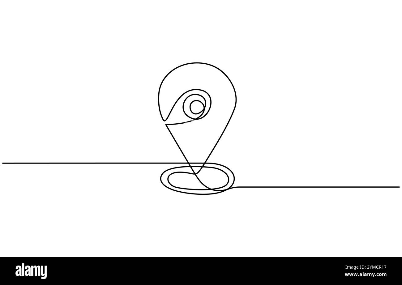 continuous one line google map point route directions and location outline vector art ...