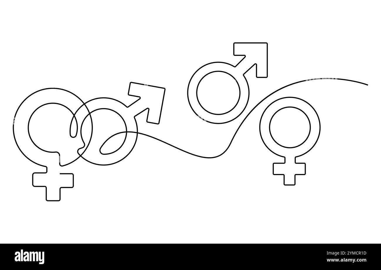 Female gender icon line continuous drawing vector. One line Female ...