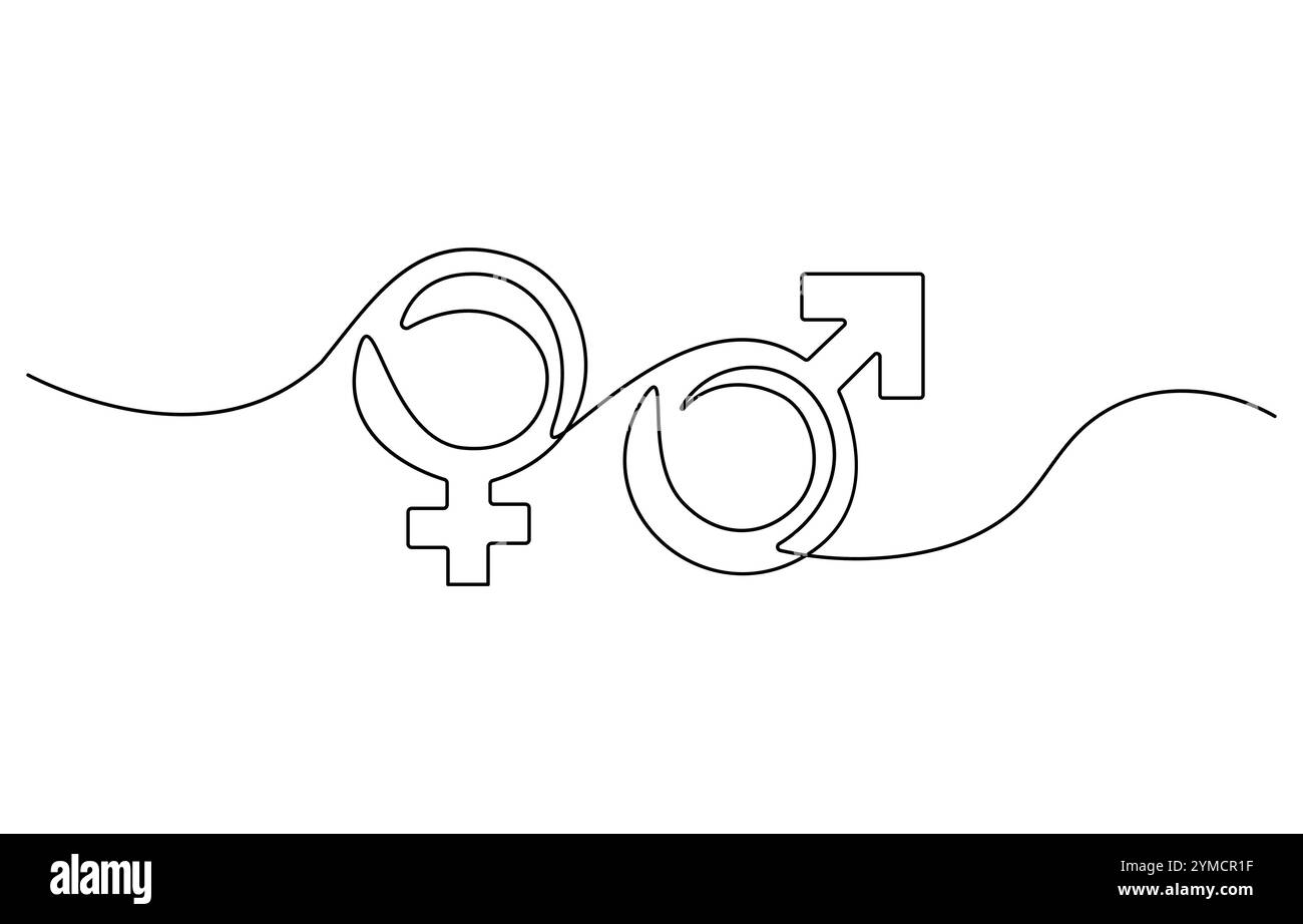 Female gender icon line continuous drawing vector. One line Female ...