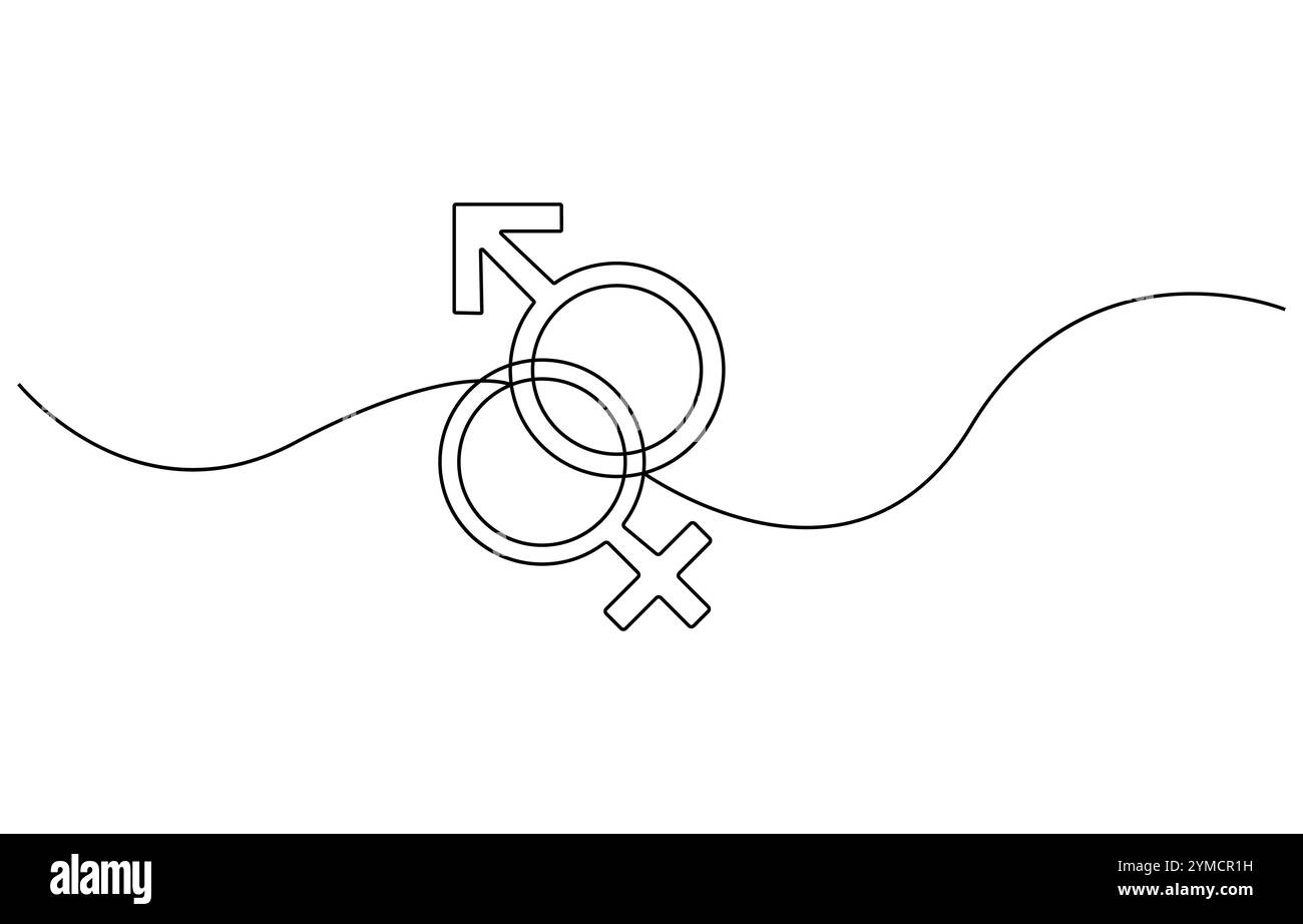 Female gender icon line continuous drawing vector. One line Female ...