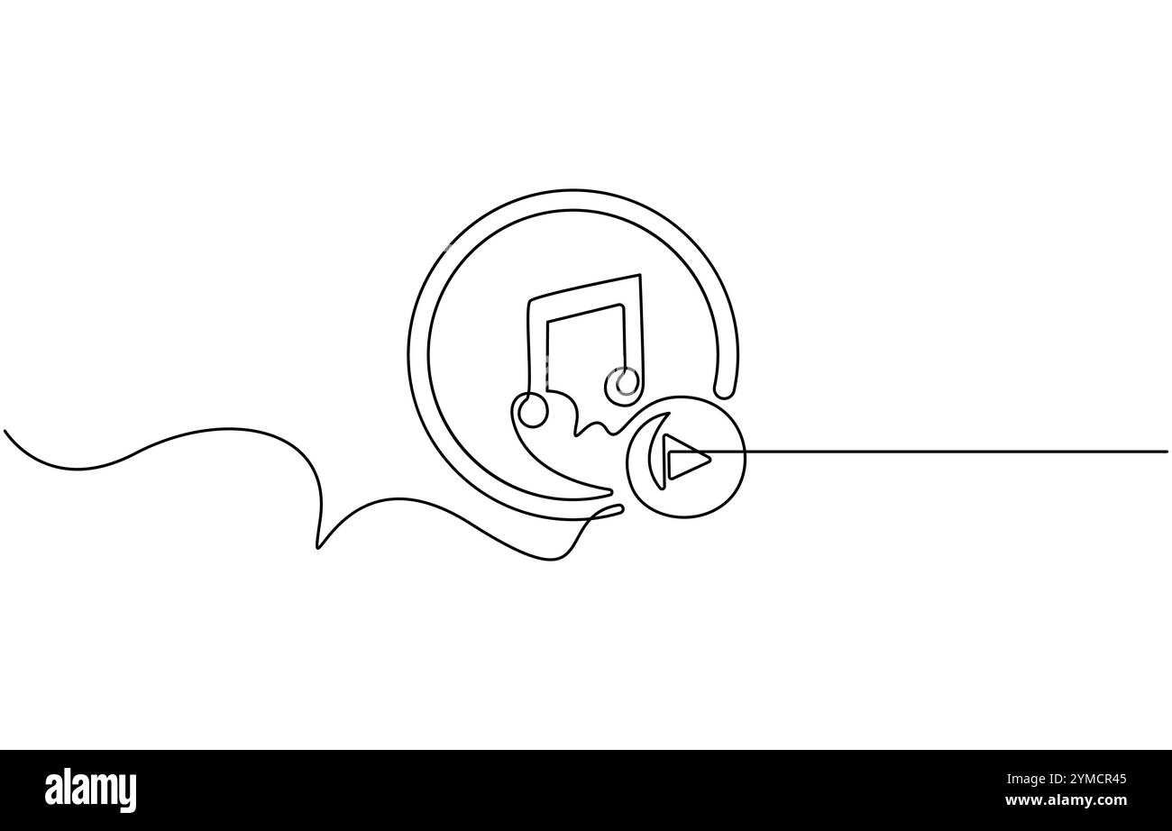 Music Illustration Continuous one Line Art Stock Vector Image & Art - Alamy