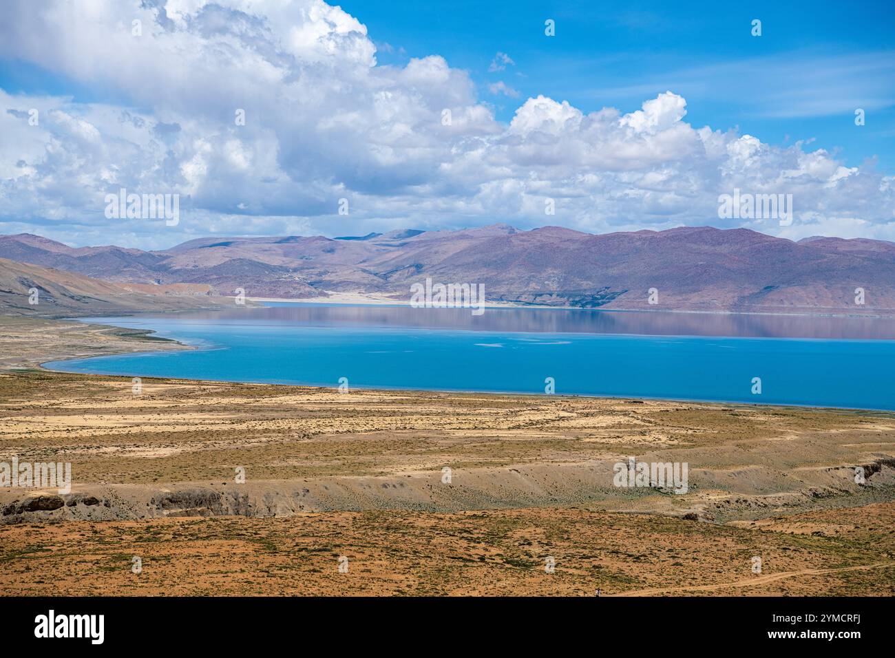 The sacred Manasarovar lake with blue transparent water in the ...