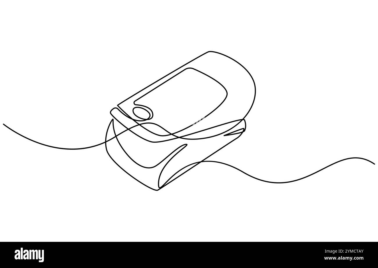 Continuous one line art drawing pulse oximeter on finger. Digital ...