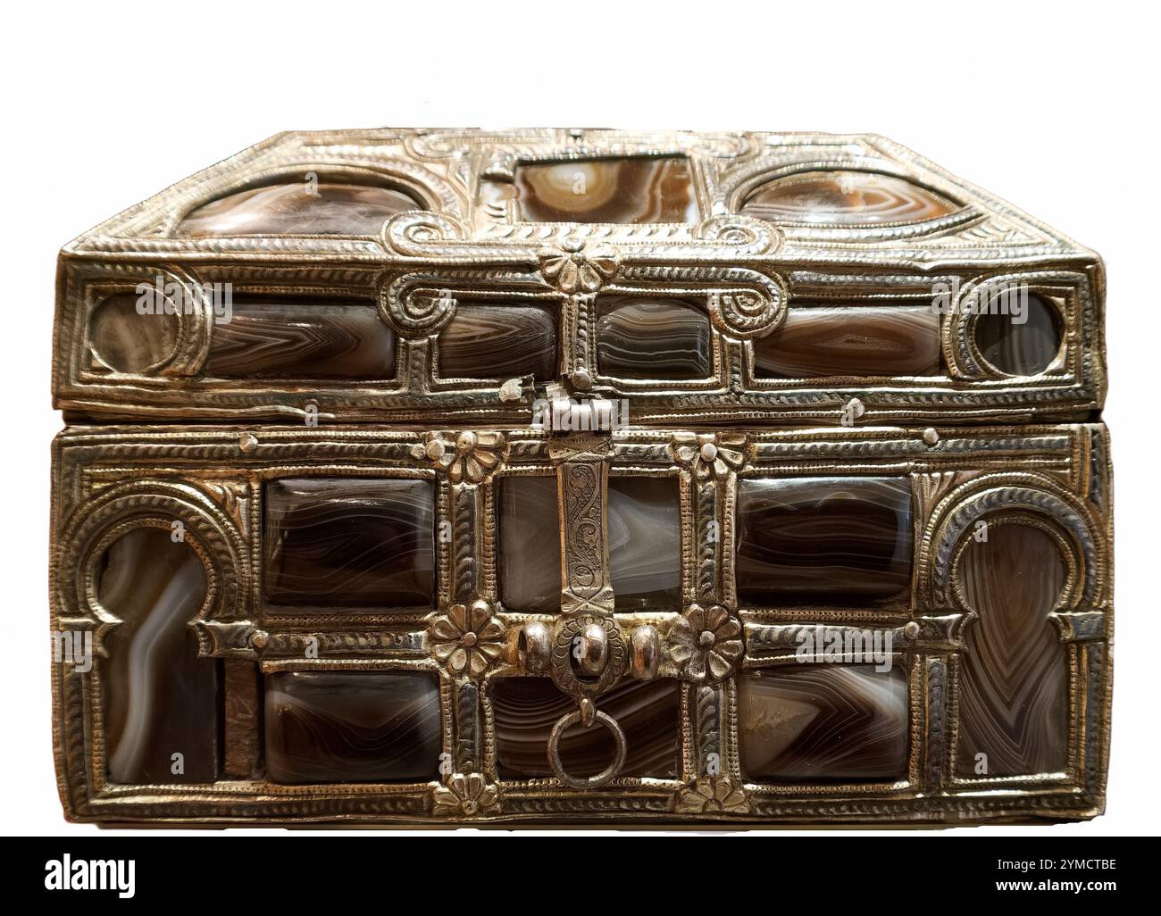 antique box made in spain isolated on white background Stock Photo - Alamy