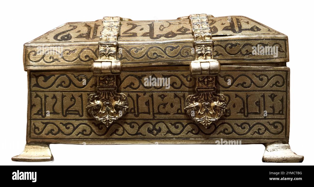 antique box made in spain isolated on white background Stock Photo - Alamy