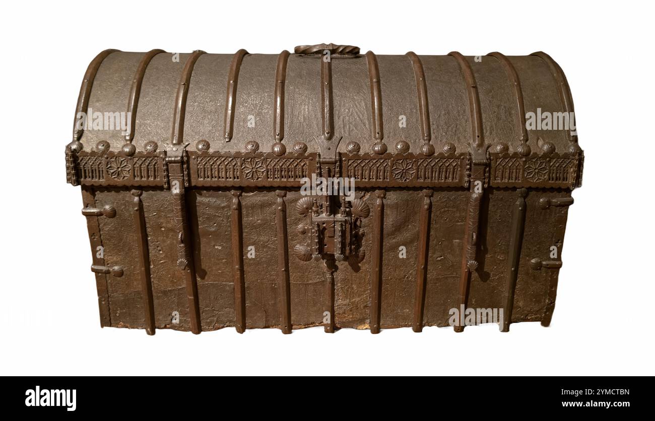 antique box made in spain isolated on white background Stock Photo - Alamy