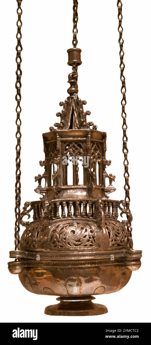 old antique incense from spanish church isolated on white background ...