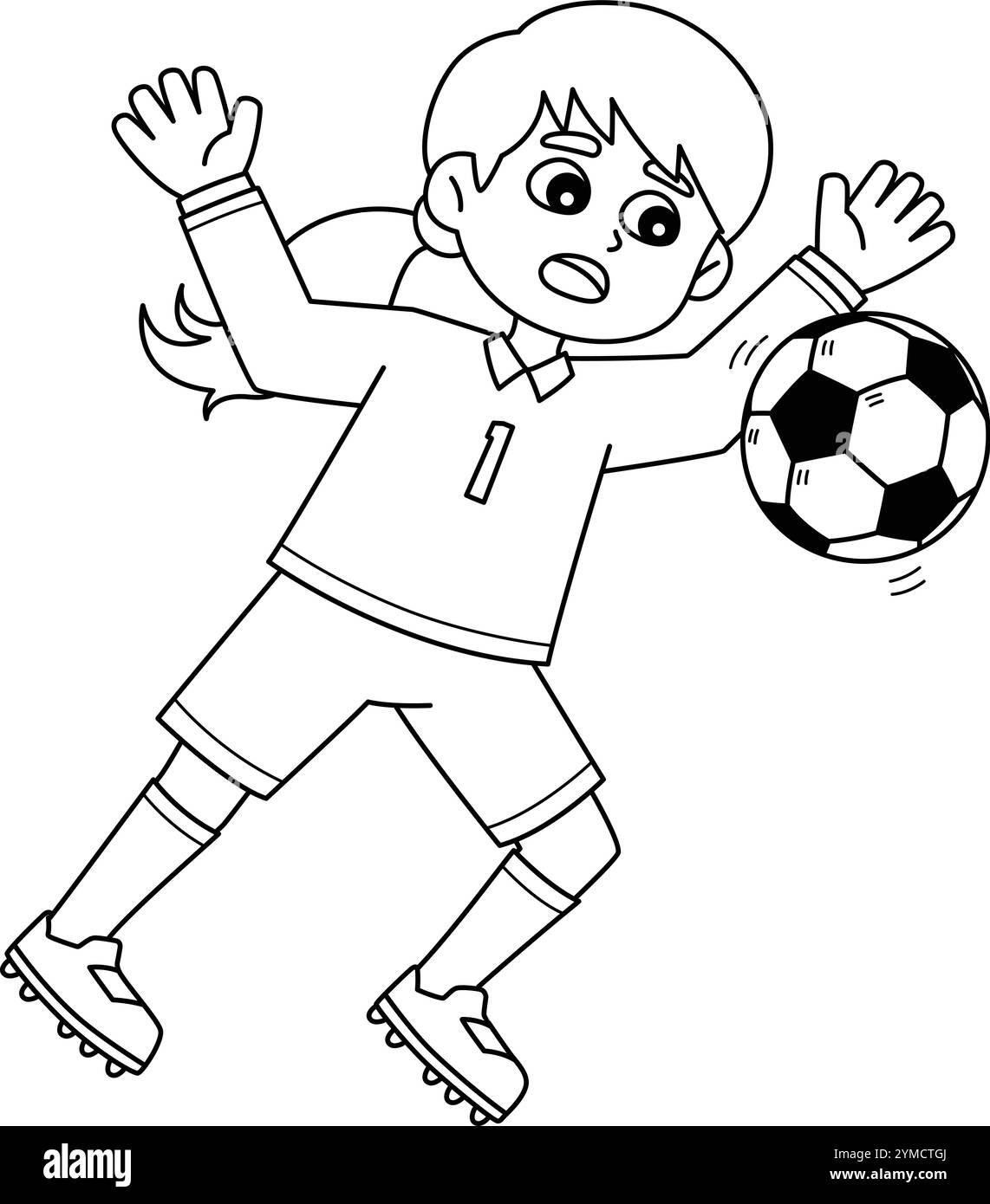 Female Soccer Player Goalkeeper Isolated Coloring Stock Vector Image ...